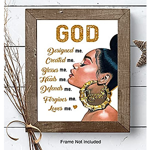 African American Art - Black Art - spiritual Religious Wall Decor - Black women - Inspiration Christian Gifts for Women, African Americans Black Girl - Christian Wall Decor- Faith God Wall Art & Decor