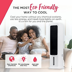 Newair Evaporative Cooler 412 CFM 215 sq. ft. Portable Freestanding Home Air Cooler 3 Fan Speeds Dual Direction Oscillation White Evap Cooler