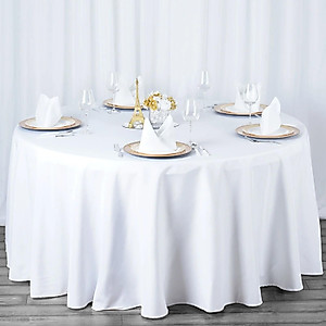 Efavormart 120" Seamless Premium Polyester Table Linens Round Commercial Grade Tablecloth for Wedding Banquet Restaurant - White