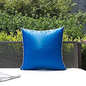 Kevin Textile Pack of 2 Decorative Outdoor Waterproof Throw Pillow Covers Square Pillowcases Modern Cushion Cases for Patio Couch Bench 18 x 18 Inch Blue