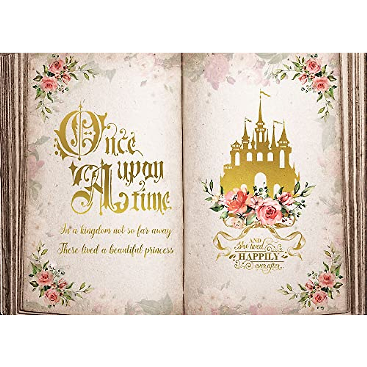 Avezano Once Upon a Time Backdrop Fairy Tale Birthday Party Background Old Opening Story Book Ancient Castle Wedding Baby Shower Birthday Party Decorations Banner Props(7x5ft)