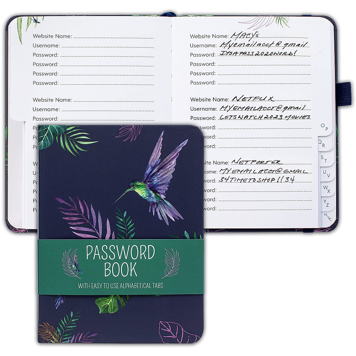 Beautiful Password Book with Alphabetical Tabs - Pocket Sized Internet Password Keeper for Seniors – The Perfect Notebook w/Address Sections Saves All Your Passwords and Recently Placed Orders