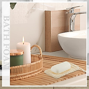 40 Pack Soap Exfoliating Bag Holder Set with 30 Pieces Mesh Sisal Soap Saver Bag Pouch and 10 Pieces Bamboo Wood Holder for Bath and Shower Use