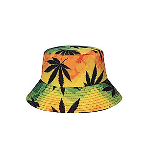 TUNEVUSE Mens Hawaiian Shirts and Shorts Set 2 Pieces Beach Outfits Print Summer Tropical Suit with Bucket Hats Orange Large