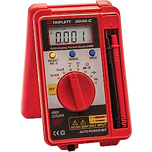 Triplett Pocket-Sized CAT II 4000 Count Digital Multimeter - AC/DC Voltage, AC/DC Current, Resistance, Frequency, Capacitance, Continuity, and Diode Check (2030)