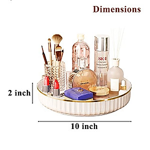 Makeup Organizer, 360 Degree Rotating Cosmetic Display Cases, Lazy Susan Organizer Round Storage (White - 10 inch)