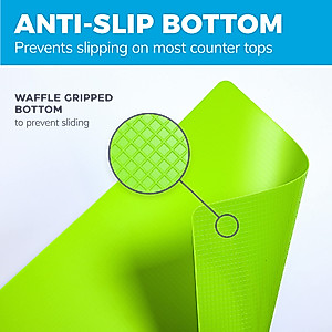 Extra Thick Flexible Plastic Cutting Board Mats with Holes for Hanging and Food Icons & EZ-Grip Waffle Back, (Set of 6) Dishwasher Safe