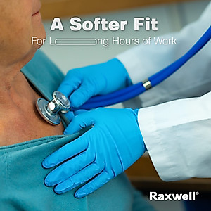 Raxwell Blue Nitrile Gloves Disposable Latex Free X-Large | 4 Mil Nitrile Medical Gloves | 100 Count Powder Free, Disposable, Food Grade & Safe | Food Lab & Veterinarian Grade