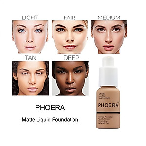 PHOERA Foundation,Flawless Soft Matte Oil Control Liquid Foundation Full Coverage Face Makeup. (105# Sand)