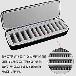 COMECASE Grooming Clipper Blade Case Holder Organizer - Hard Travel Carrying Storage Holds 12 Blades - Upgrade
