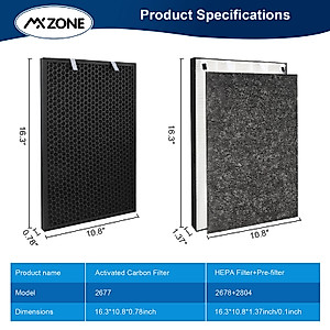MXZONE for Bissell Air320 Replacement Filters Compatible with Bissell Air320 Air220 2609A Air Purifier, 2678, 2804 HEPA Filter and Pre-Filter and 2677 Activated Carbon Filter