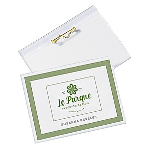 Avery Customizable Name Badges with Pins, 2.25" x 3.5", Clear Name Tag Holders with White Printable Inserts, 24 Pin Style Name Badges (74652)