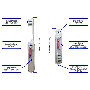 Travel Toothbrush Kit, Refilllable Mini Tubes, Universal Filling Adapters, Backpacking, After Lunch Brush, TSA Compliant