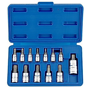 NEIKO 10071A 13-Piece Torx Bit Socket Set, S2 and Cr-V Steel, 1/4-Inch, 3/8-Inch and 1/2-Inch Drive, 2mm to 14mm, Torx Bit Set, Torque Bit Set, Torx Socket Set
