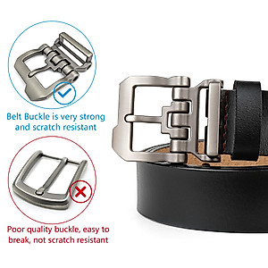 JingHao Belts for Men Big and Tall,Mens Belt Leather for Casual Jeans Dress Work All Size 28"-64" Black Brown Width 1.45" Aa10 (60"-62"/ Belt Length 165cm, Black)