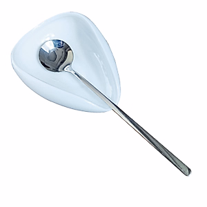 Coffee Spoon Rest and Spoon, Ceramic Coffee Spoon Holder, Small Spoon Rest for Coffee Stirrers, Teaspoon, Bar Spoon, Coffee Bar Accessories, Coffee Station Décor (Modern+Neutral Packing)