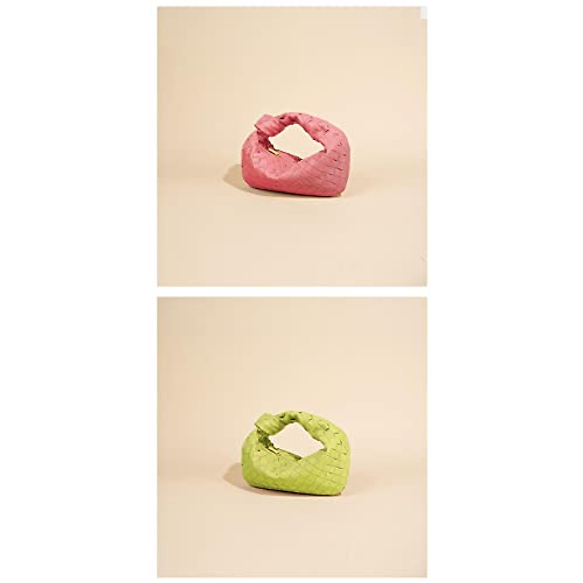 Leather Woven Ladies Tote Bag Underarm Bag Casual Diamond Grid Cloud Shoulder Bag caramel