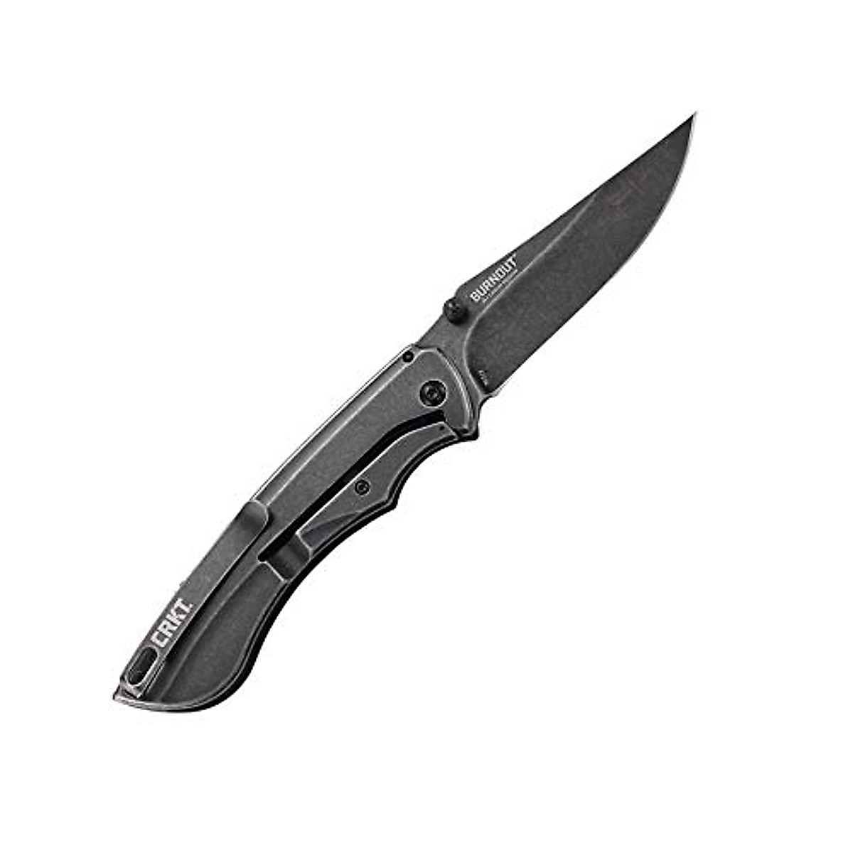 CRKT Burnout EDC Folding Pocket Knife: Everyday Carry Folder with Frame Lock, Drop Point Blade, Black Stonewash Finish, Thumbstud, Assisted Opening, Carbon Fiber and G10 Handle 4123K