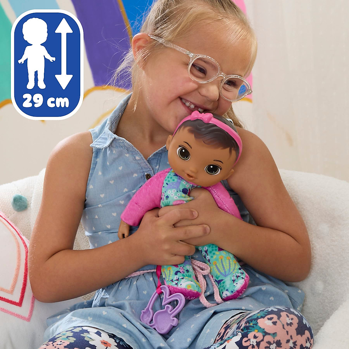 Baby Alive Soft ‘n Cute Doll, Brown Hair, 11-Inch, Washable, 18 Months and Up, Teether Accessory