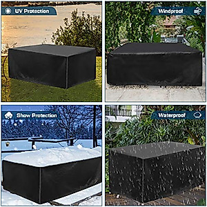 JESTOP Patio Furniture Covers, 96 Inch Rectangular Outdoor Table Cover Waterproof, Heavy Duty 600D Oxford Fabric Patio Table and Chair Cover Anti-UV with 4 Windproof Buckles, 96" L x 64" W x 40" H