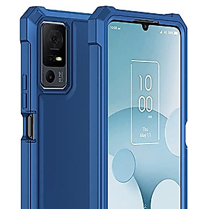 HAIJ for TCL 40 XL case, with Tempered Glass Screen Protector 360 Full-Body Soft TPU Bumper Shockproof Silicone Protective Phone Cover Case for TCL 40XL 6.75" 2023 (Blue)