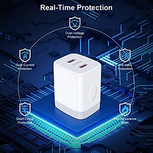 25W Type C Charger Block, USB C Cube Dual Port USB C Wall Adapter C Wall Charger Box Fast Charging Brick for Samsung A15 5G/S24 Ultra/S23/S22FE/S21/A03s/A53, iPhone 15/14/13/12/11/SE/X,Pixel 8 Pro