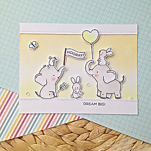 Stamp and Cutting Dies Set for DIY Craft Scrapbooking Card Making Friends Greetings Elephant Rabbit