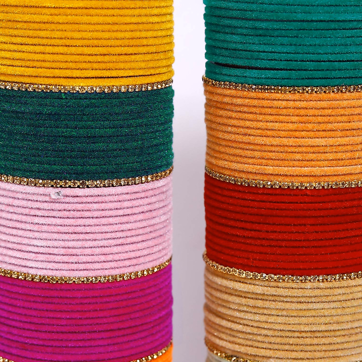 SANARA Indian Traditional Bollywood Gorgeous 146 pcs 12 color Velvet Bangle Box Set Women Wedding Wear Bangle Set (2.4)