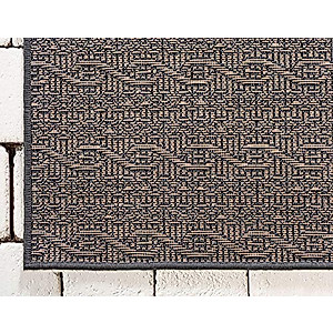 Unique Loom Modern Collection Distressed, Stripes, Helix, Vintage, Indoor and Outdoor Area Rug, 6 ft x 9 ft, Gray/Light Gray