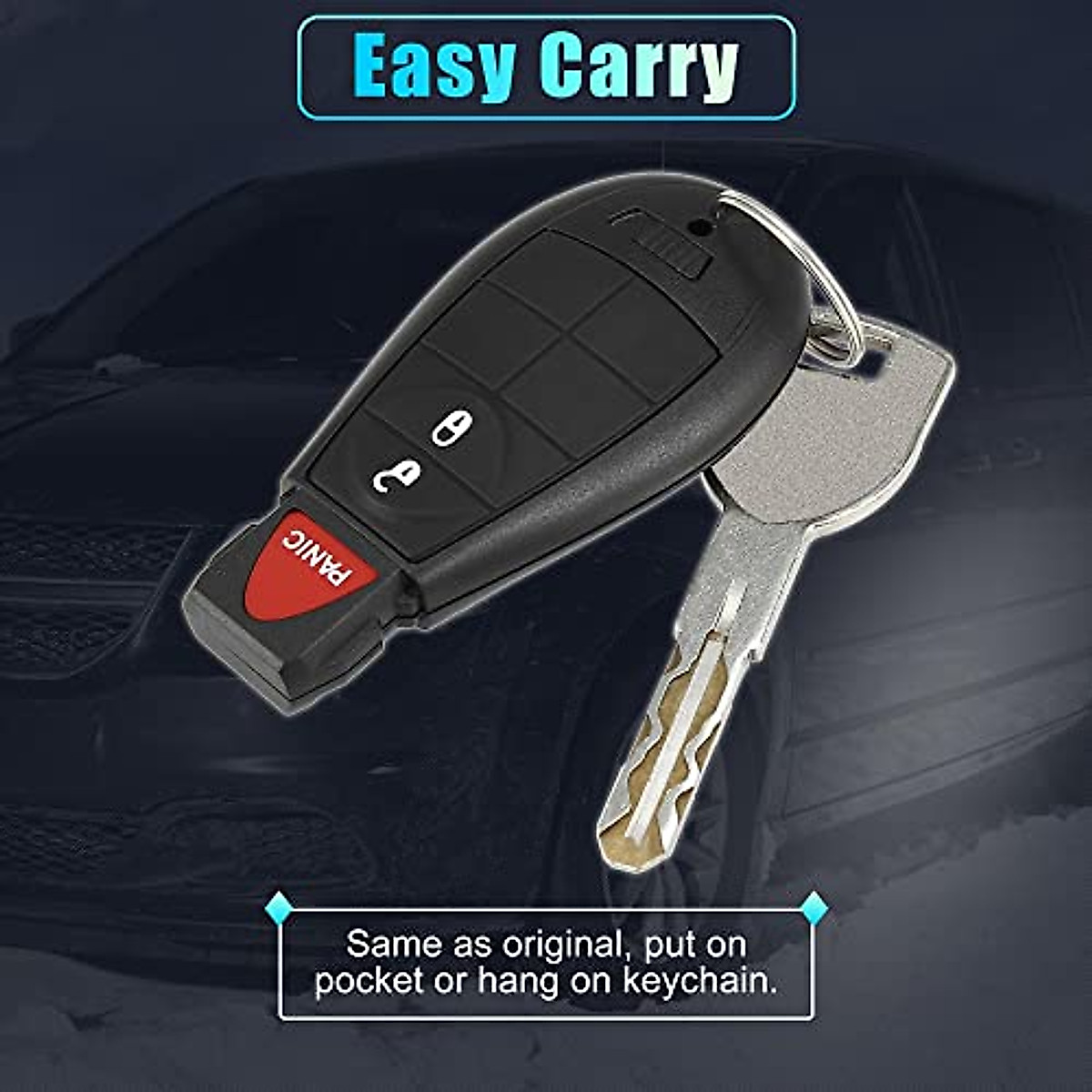 X AUTOHAUX 2pcs Replacement Keyless Entry Remote Car Key Fob M3N5WY783X 433Mhz for Dodge Grand Caravan Challenger Charger Durango for Ram 3 Button with Door Key