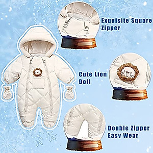 Fairy Baby Infant Baby Winter Snowsuit Coat Romper Hoodied Footie Outwear Warm Jumpsuit for Girls Boys 6-9 Months