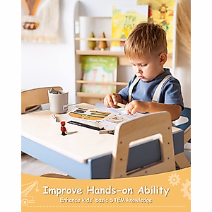 SainSmart Jr. Woodworking Building Kit, 2-in-1 Kids STEM Projects Set, DIY Wood Crafts Assembly Toys with Different Combinations for Boys and Girls