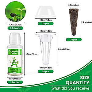 142 Pack Seed Pod Kit Compatible with AeroGarden, Hydroponics Garden Accessories for Growing System, Grow Anything Kit with 30 Grow Sponges, 30 Baskets, 50 Labels, 30 Domes, 2 Nutrient Plant Food