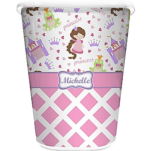 RNK Shops Personalized Princess & Diamond Print Waste Basket - Double Sided (White)