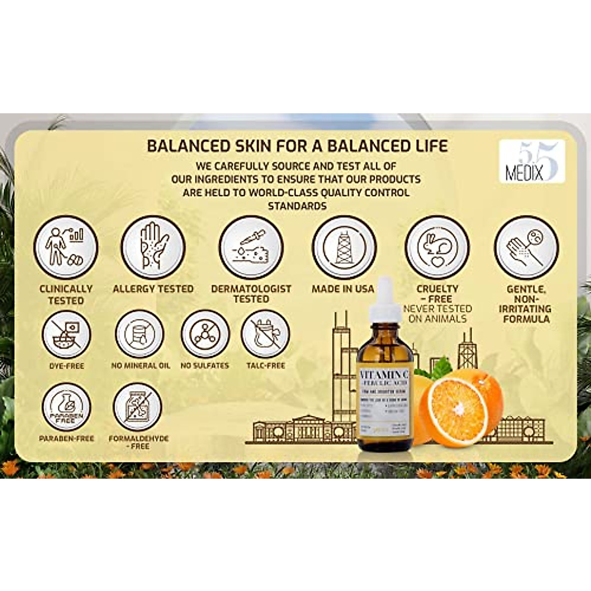 Medix Vitamin C Facial Serum Skin Care Booster For Age Spots, Wrinkles, & Fine Lines. Anti Aging Face Serum W/Glycolic Acid & Hyaluronic Acid Brightens Skin For Healthier Skin Complexion, 1.75 Fl Oz