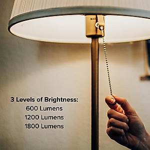 Maxxima 3-Way LED A19 Light Bulb - 40W/80W/120W Equivalent, 600-1200 - 1800 Lumens, 2700K Soft White, Featuring 3 Brightness Levels, Dimmable Indoor Lighting Solution - 2 Pack