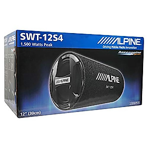 Alpine SWT-12S4 1000 Watt 12" Car Audio Bass Tube Subwoofer Bundle with Amplifier and Amp Kit