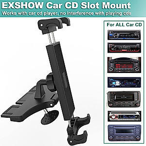 EXSHOW Car Tablet Mount CD Slot Holder for 4.7-12.9 iPad Phone, 360 Rotation Universal Truck CD Player Holder for iPad Pro 12.9" Air Mini, Kindle Fire HD, Samsung Tab S8 Ultra