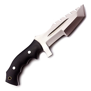 GCS Handmade D2 Steel Hunting Tracker with Black Micarta Handle, Fixed Blade Knife with Right Hand Scout Carry, Buffalo Leather Sheath - GCS 172S