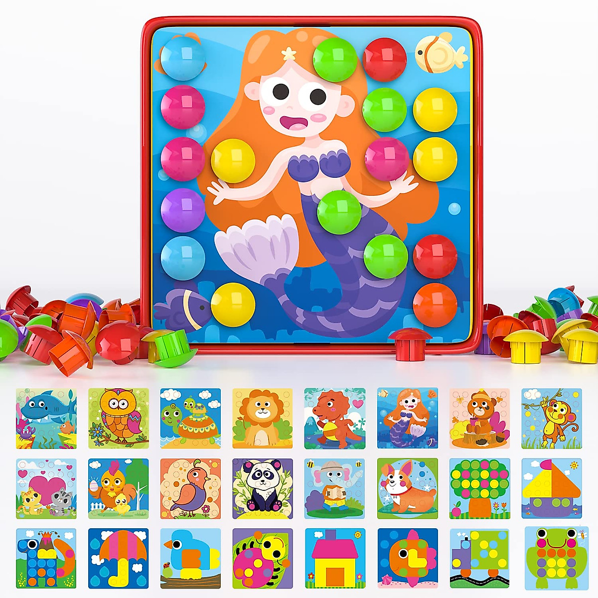 Geekper Button Art Toys for Toddlers with 34 Pictures and 130 Buttons