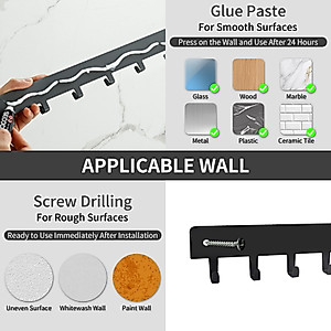 Yoanxong 2 Pack Key Holder for Wall, Key Hooks with 8 Hooks, No Drilling Required, Self-Adhesive Key Holder, Hallway Wall Mount Keychain, Key Holder Wall Mount for Corridor, Living Room (Grey)