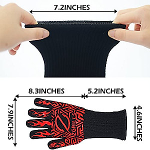 Z GRILLS BBQ Grill Gloves 1472℉ Oven Gloves Heat Resistant Barbecue Silicone Heat Resistant Mitts Smoking Cooking, Universal Size for Barbecue, Baking, Frying, Welding, Cutting