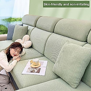 Summer Ice Silk Sofa Cushion Cover,Non-Slip Wear-Resistant Sectional Slipcovers Set Cooling Stretch Couch Cushion Cover,Furniture Protector for 1/2/3/4 Seater (3 Seater Cover, Blue)