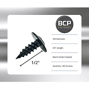(100 Qty) #8 x 1/2" Black Phillips Modified Truss Head Wood Screws Self Tapping (BCP1077) - BCP Fasteners