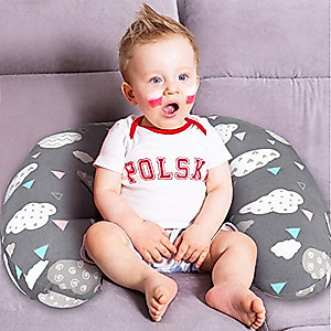 COSMOPLUS Stretchy Nursing Pillow Covers 2 Pack Nursing Pillow Slipcovers for Breastfeeding Moms,Ultra Soft Snug Fits On Infant Nursing Pillow,Clouds Whales