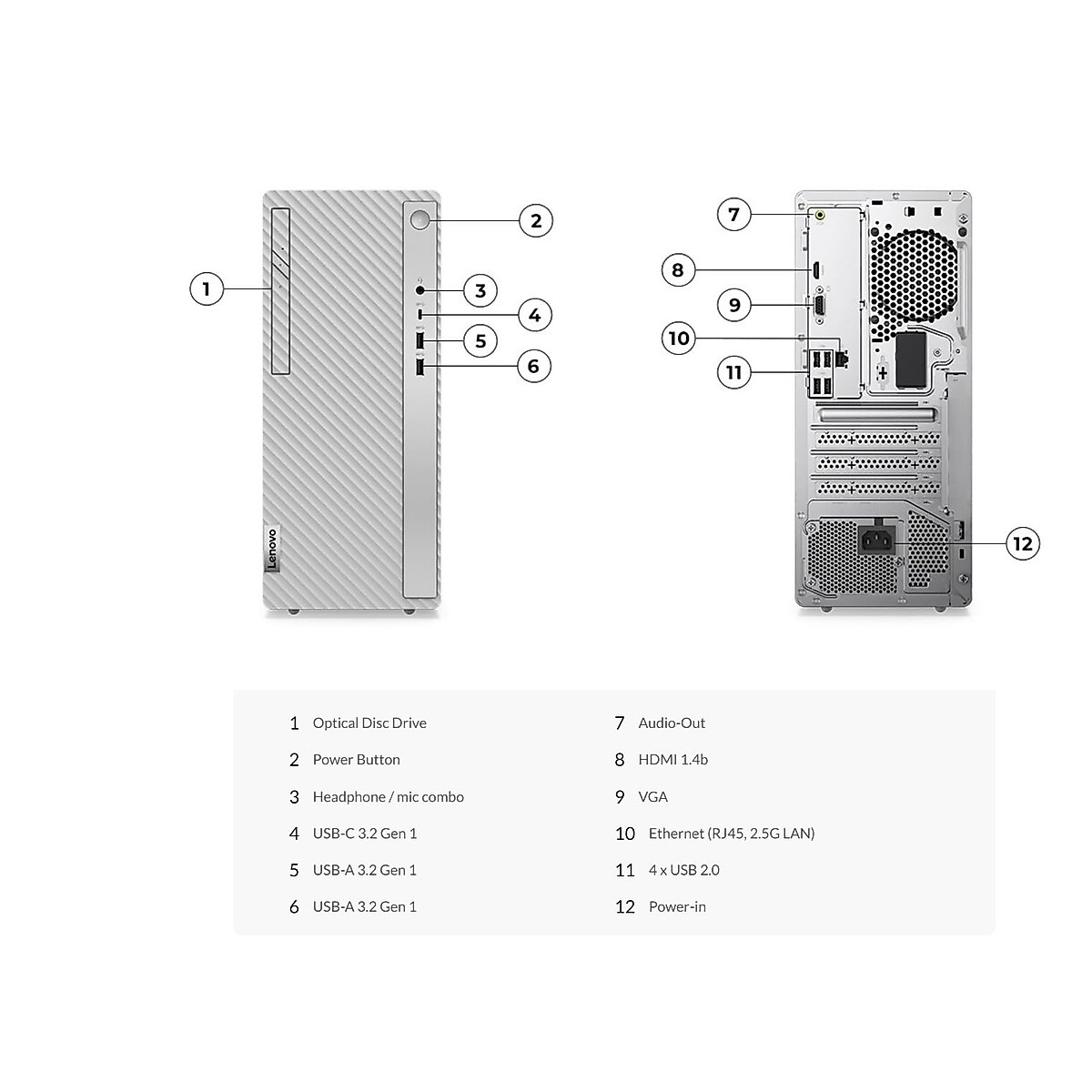 Lenovo IdeaCentre 5i Desktop Intel Core i5-13400 16GB DDR4 RAM 512GB SSD UHD Graphics 730 VGA HDMI Wi-Fi 6 Bluetooth 5.1 Mouse and Keyboard Windows 11 Pro Grey