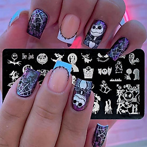Halloween Nail Stamping Plate Nightmare Christmas Nails Stamping Kit The Day of Dead Ghost Holiday Nail Stamping Plate Halloween Nail Stamper Kit for Women Girls DIY Salon