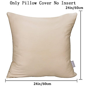 4-Pack 100% Cotton Comfortable Solid Decorative Throw Pillow Case,Thmyo Square Cushion Cover Pillowcase Sublimation Blank Pillow Covers DIY Throw Pillowcase for Sofa Bedroom(24x24 inch/ 60x60cm,Khaki)