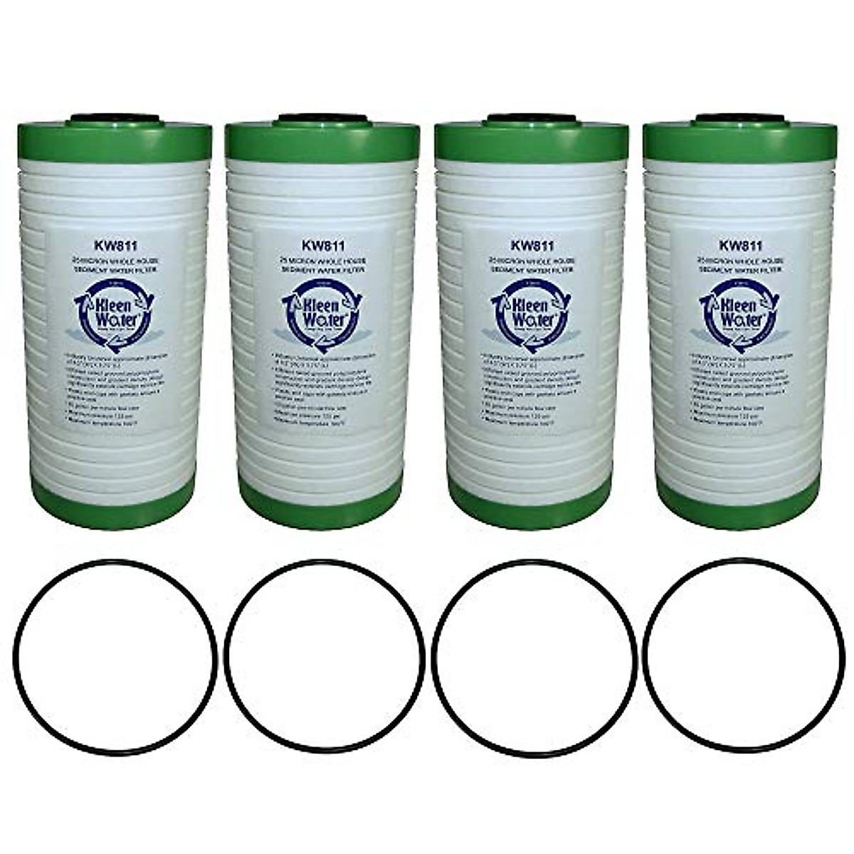 KleenWater KW811 Replacement Water Filter Compatible With AO Smith AO-WH-PREL, Whirlpool WHKF-GD25BB, Set of 4