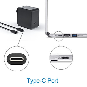 65w Gan USB C Charger PD 3.0 QC3.0 Fit for HP Spectre x360 13 13-ac013dx EliteBook x360 1030 G3 1040 G6 Elite x2 1012 G1 1013 G3 Pro x2 612 G2 934739-850 Zbook 14u 15u G5 G6